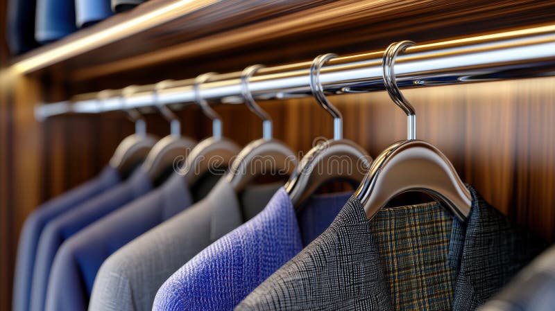 Men S Suits Hanging in a Stylish Boutique. Row of Elegant Jackets on ...