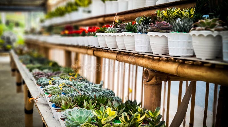 Rack of cactus plant stock image. Image of cactus, lawn - 369872825