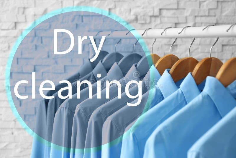 Rack with Clean Clothes on Hangers after Dry-cleaning Stock Image ...