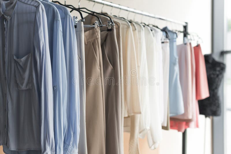 40 Off Rack Of Womens Clothes Stock Image - Image of boutique, assorted ...