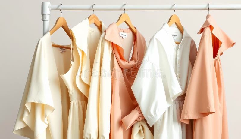 Rack of Clothes with a White Shirt Hanging from the Top Stock Photo ...