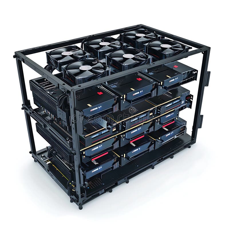 A Rack of Computer Parts is Shown in a White Background Stock ...