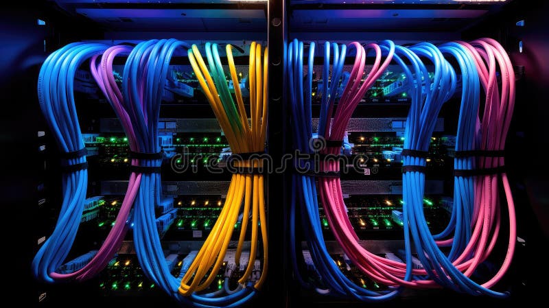 Rack data center cables stock illustration. Illustration of ethernet ...