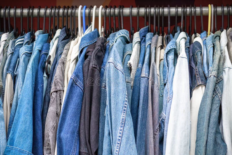 Rack of Denim Jackets on Display at Camden Market Stock Photo - Image ...