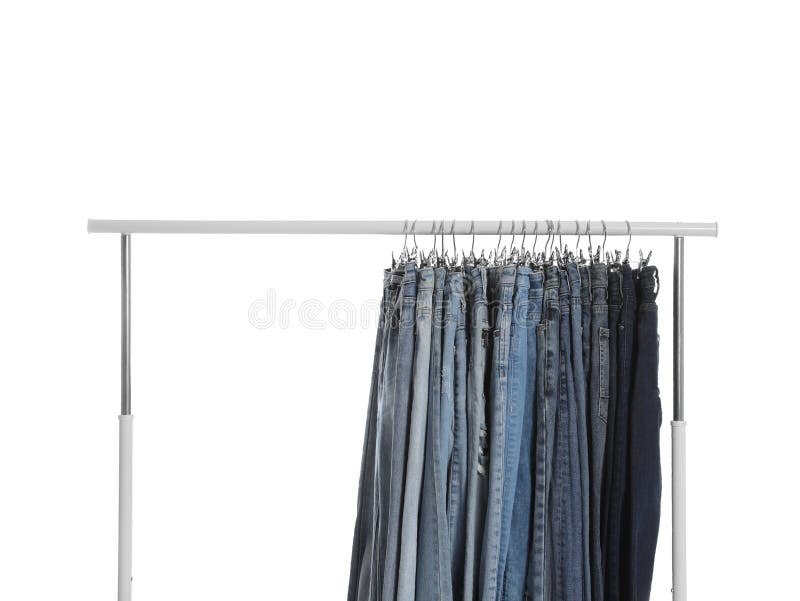 Rack with Different Jeans Isolated Stock Image - Image of rack, style ...