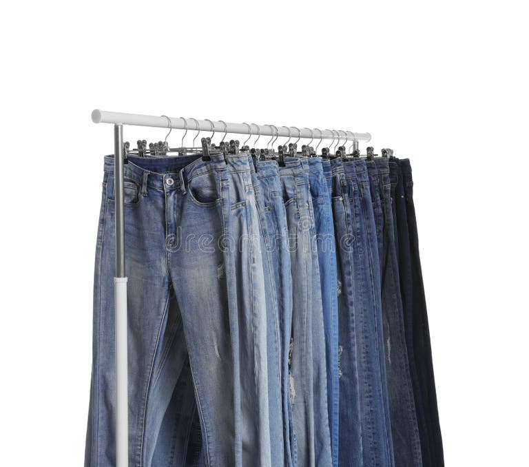 Rack with different jeans stock image. Image of clothes - 169405183