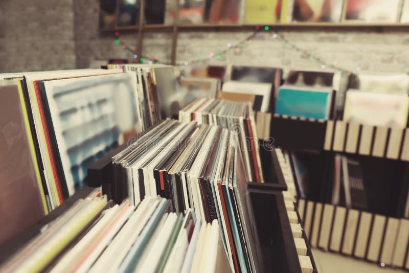 Rack with Vinyl Records in Store Stock Image - Image of analog, album ...