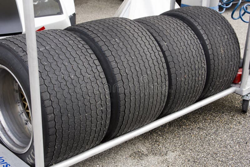 Rack with Extra Wide Race Tires Stock Image - Image of fresh, rack ...