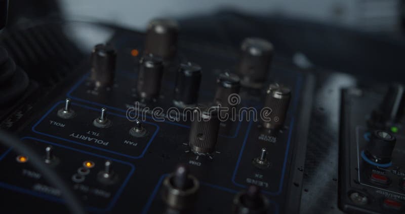 Rack Focusing of Control Panel. Rows of Knobs and Switches for Setting ...