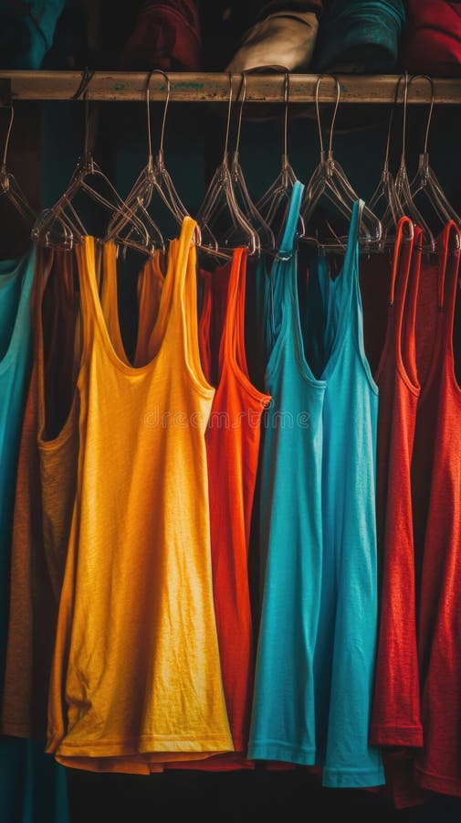A Rack Full of Colorful Shirts Hanging in a Row, Ready for Use or ...