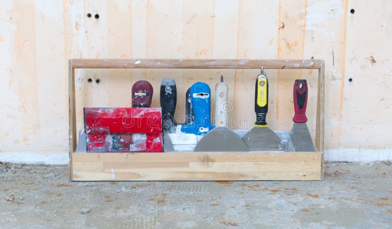 Rack Full of Tools Use for Plastering a Wall Stock Photo - Image of ...