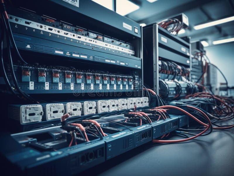 Rack Full of Wires and Cables in a Data Center Stock Illustration ...