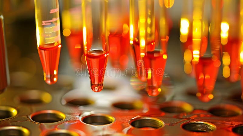 A Rack Holding Multiple Test Tubes Filled with Red Liquid. the Test ...