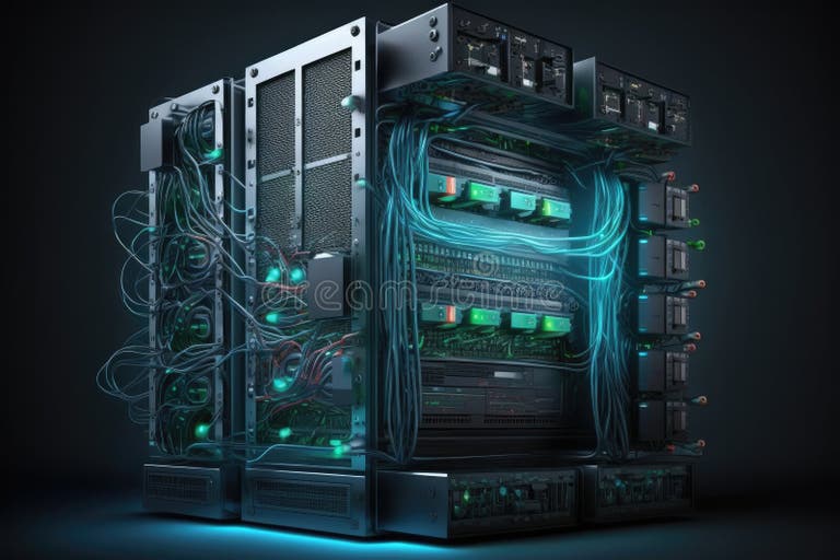 Rack Housing Server Data Storage Hardware in a Data Center. the ...