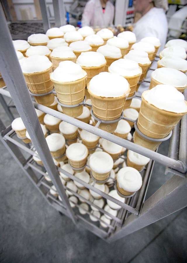 Rack with Ice-cream Ready for Packing Stock Image - Image of factory ...