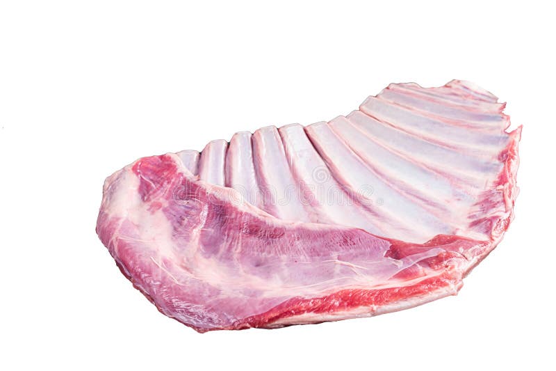 Rack of Lamb, Raw Mutton Ribs on Kitchen Table with Spices. Isolated on ...