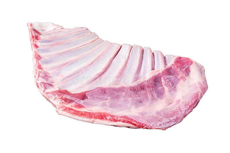 Raw Rack of Mutton Lamb Ribs Isolated on White Background, Top View ...