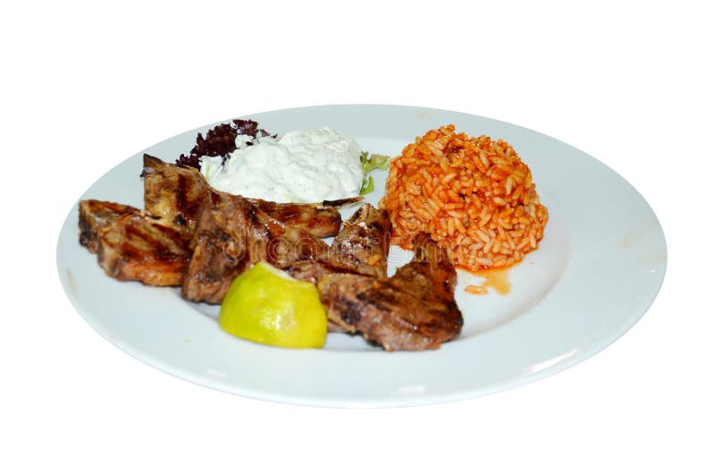 Rack of lamb with rice stock image. Image of rustic - 226645533