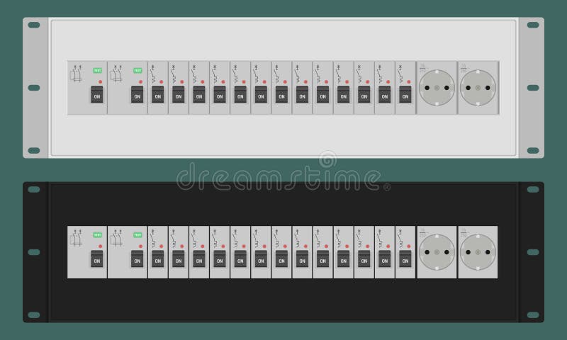Rack Mount Power Panel Bracket with Control Devices Stock Vector ...