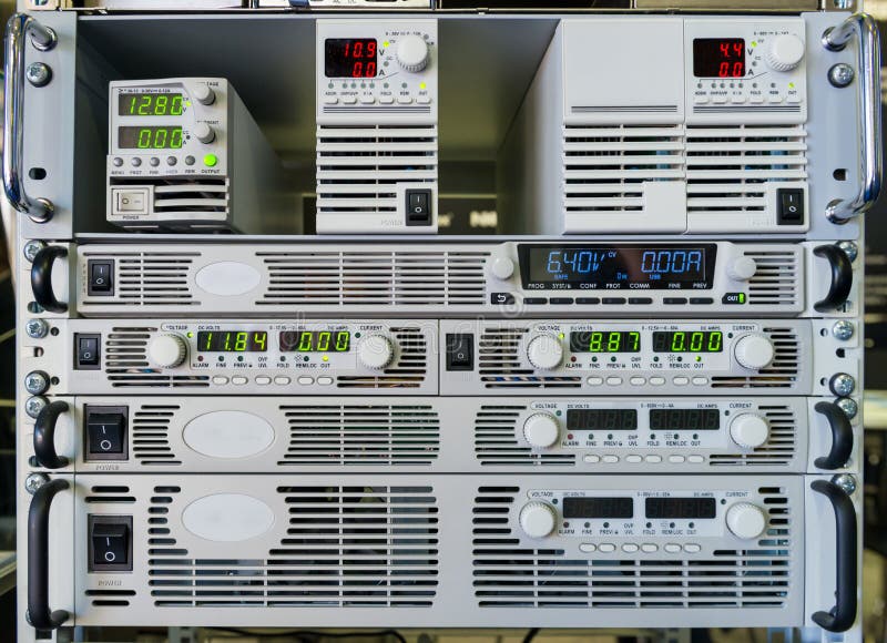 Programmable AC and DC Power Supplies Installed in the Rack Stock Photo ...