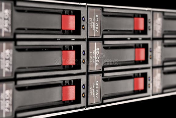 Rack-mounted disk array stock photo. Image of lighting - 4719512