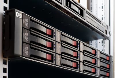 Rack-mounted disk array editorial photography. Image of communication ...