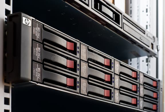 Rack-mounted disk array editorial photography. Image of communication ...