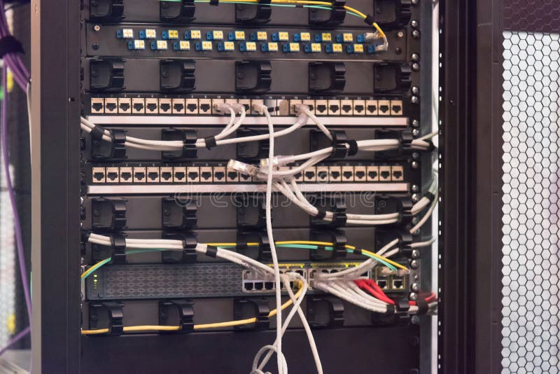 Rack Mounted Servers in a Server Room, Close Up Stock Photo - Image of ...