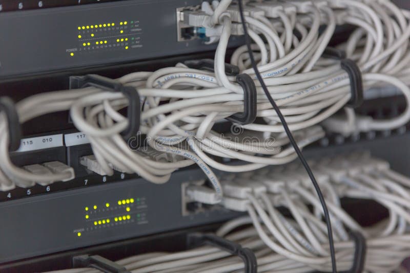 Rack Mounted Servers in a Server Room, Close Up Stock Image - Image of ...