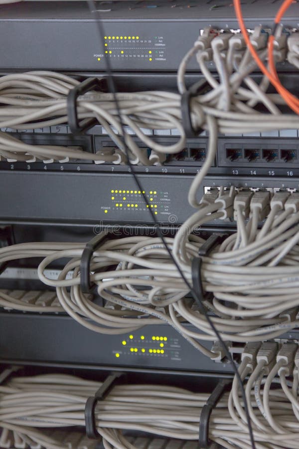Rack Mounted Servers in a Server Room, Close Up Stock Photo - Image of ...