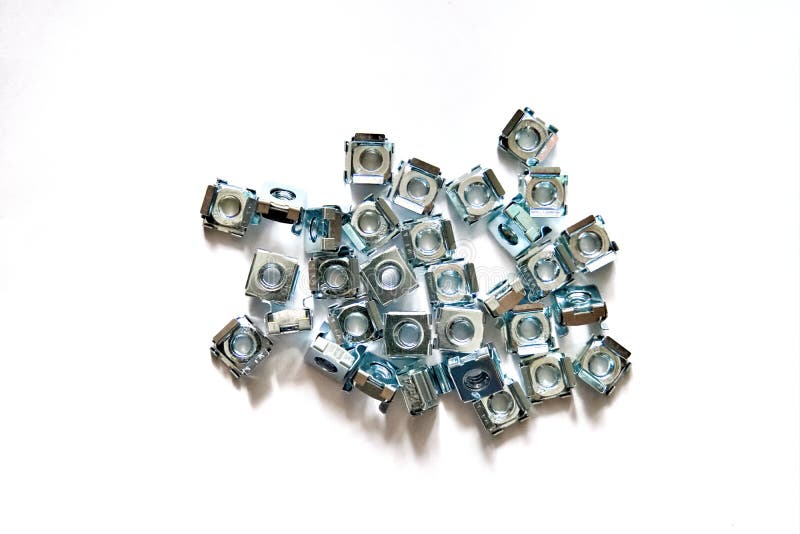 Rack Mounting Equipment Cage Nuts with Rack Studs . Stock Photo - Image ...