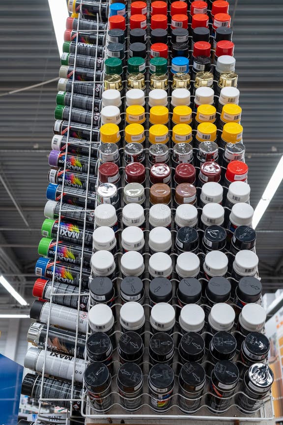 Rack with Multi-colored Spray Paint Containers. Editorial Image - Image ...
