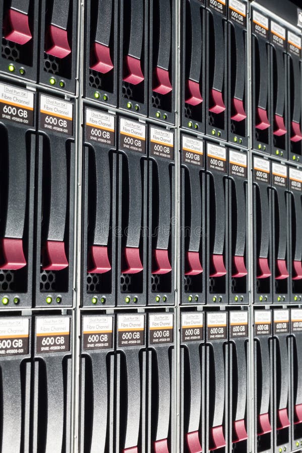 Rack with Multiple Hard Drives. Stock Photo - Image of network ...