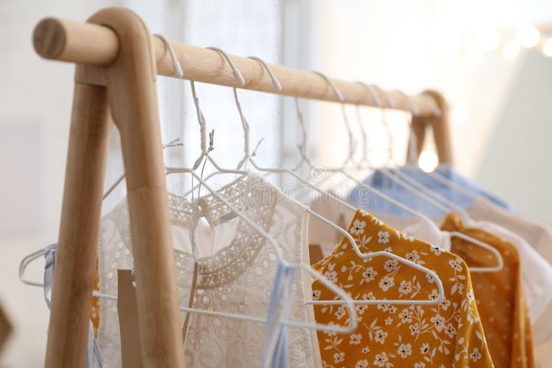 Rack with Different New Dresses in Showroom Stock Image - Image of lady ...