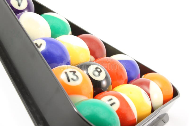 Rack for Billiard Balls. Set for Playing Billiards. Cues and Billiard ...