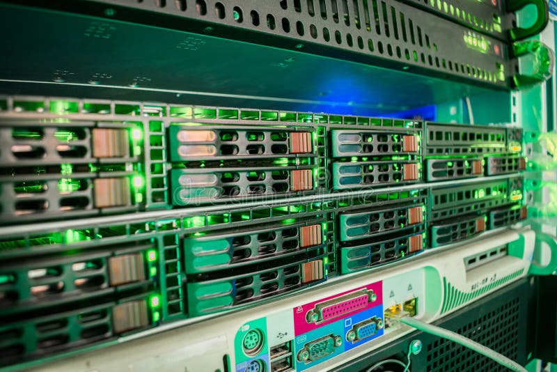 A Rack with Powerful Data Processing Servers Installed in the Data ...