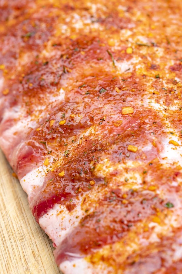 A Rack of Raw Baby Back Rib Marinated with Herbs and Spices II Stock ...