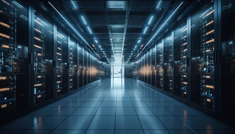 Server Rack in a Data Center Rack in a Row Stock Illustration ...