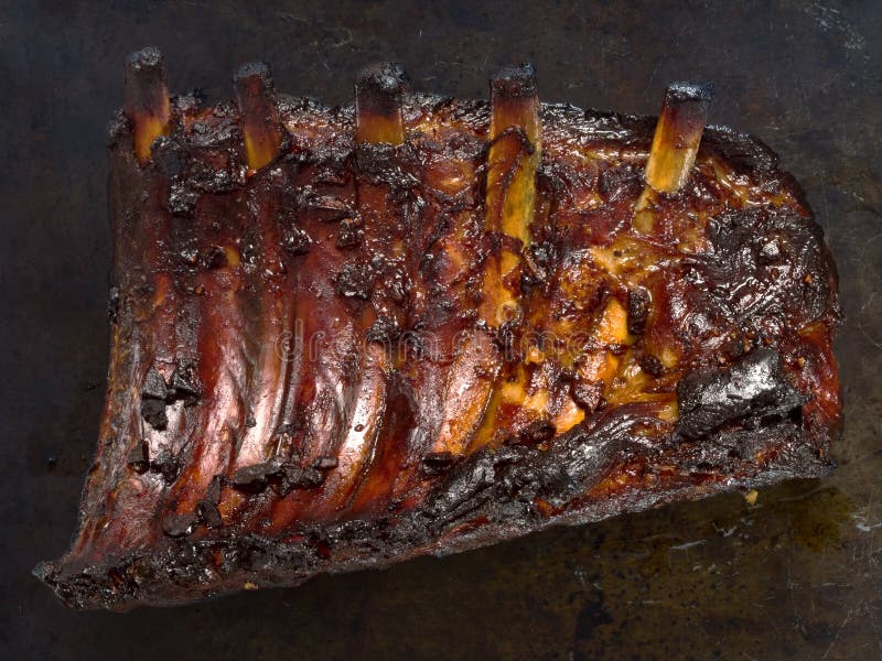 Rack of Rustic Raw Marinated Pork Rib Stock Image - Image of barbecue ...