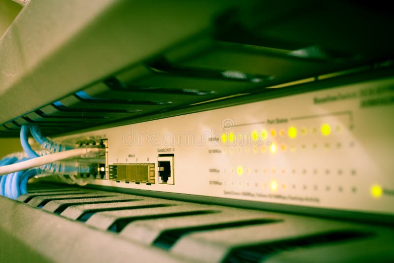 Rack Server Internet Connected with LAN Cables. Stock Photo - Image of ...