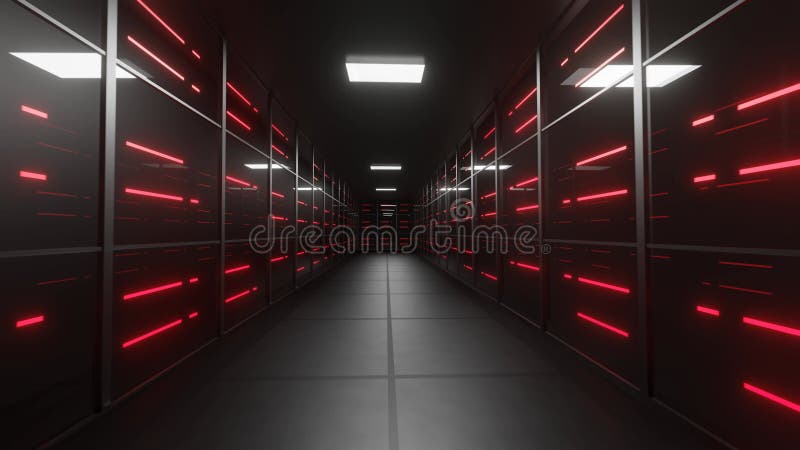 Rack Servers Got Hacked, Data Center Room Alert 4k Animation Stock ...