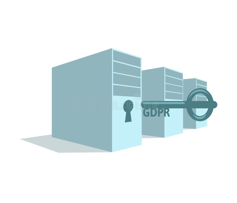 Rack of Servers with a Keyhole and GDPR Key Next To it. Lock Your ...