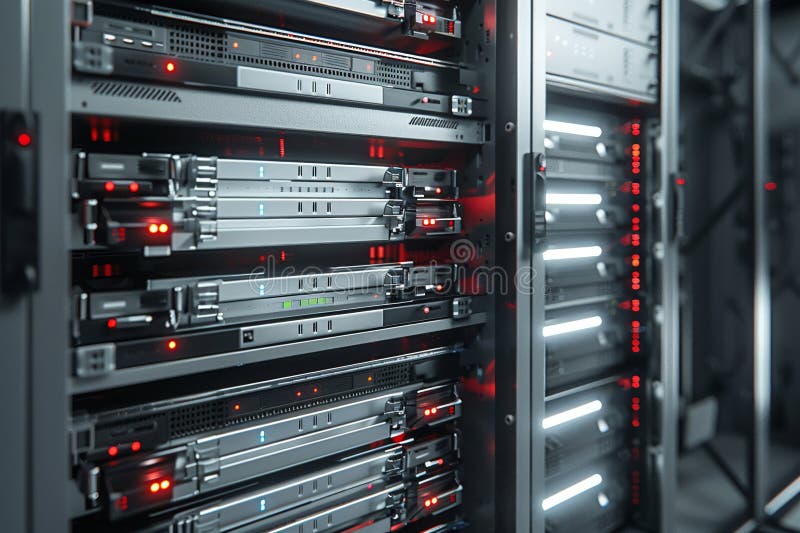 Rack Servers with Open Panels Maintenance Work Stock Illustration ...