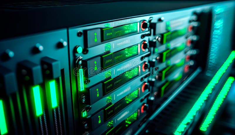 Rack of Servers in Server Room. Generative AI Stock Illustration ...