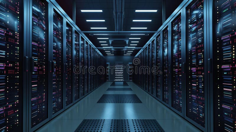 Rack Servers, Supercomputers in Modern Data Center. Artificial ...
