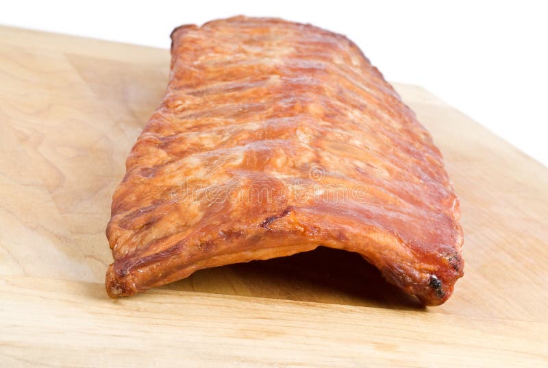 Smoked Pork Ribs On A Smoker Grill Stock Image - Image of bone, rack ...