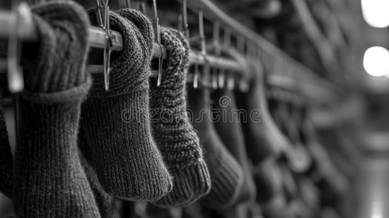 A Rack of Socks Hanging on a Clothesline Stock Illustration ...