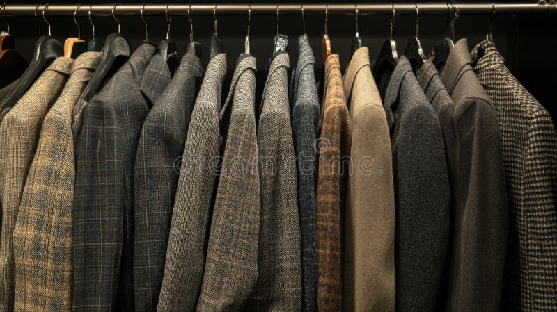 A Rack of Suits Hanging on a Clothes Rack Stock Illustration ...