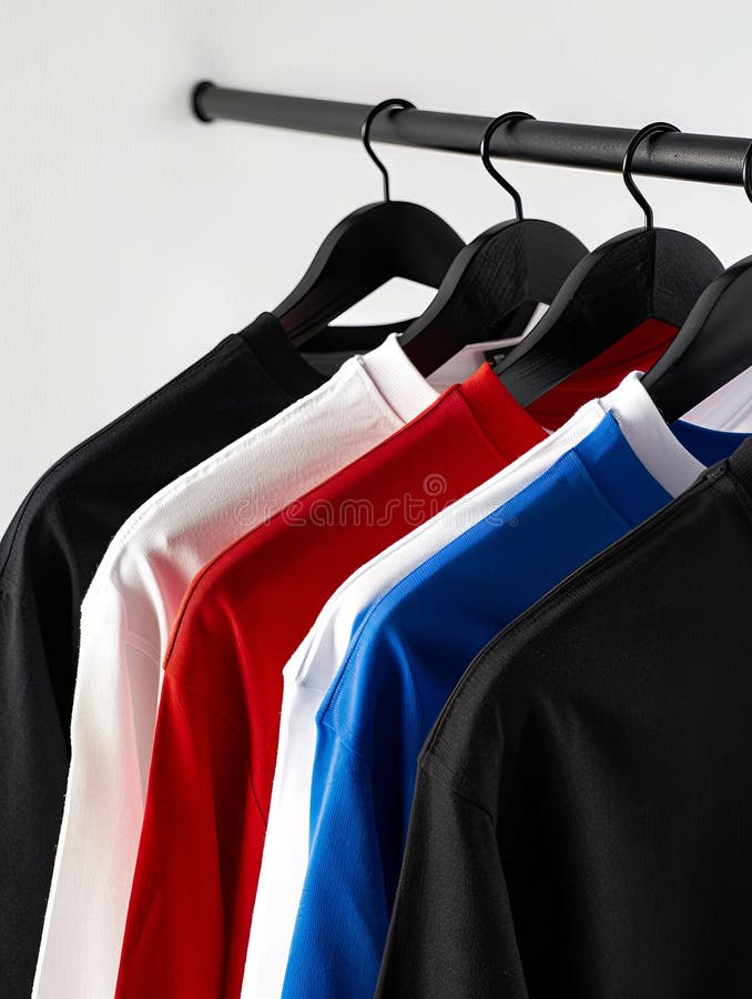 A Rack of T - Shirts with Different Colors Stock Photo - Image of hang ...