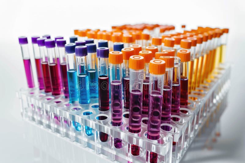 A Rack of Test Tubes Filled with Various Colored Liquids, Great for ...